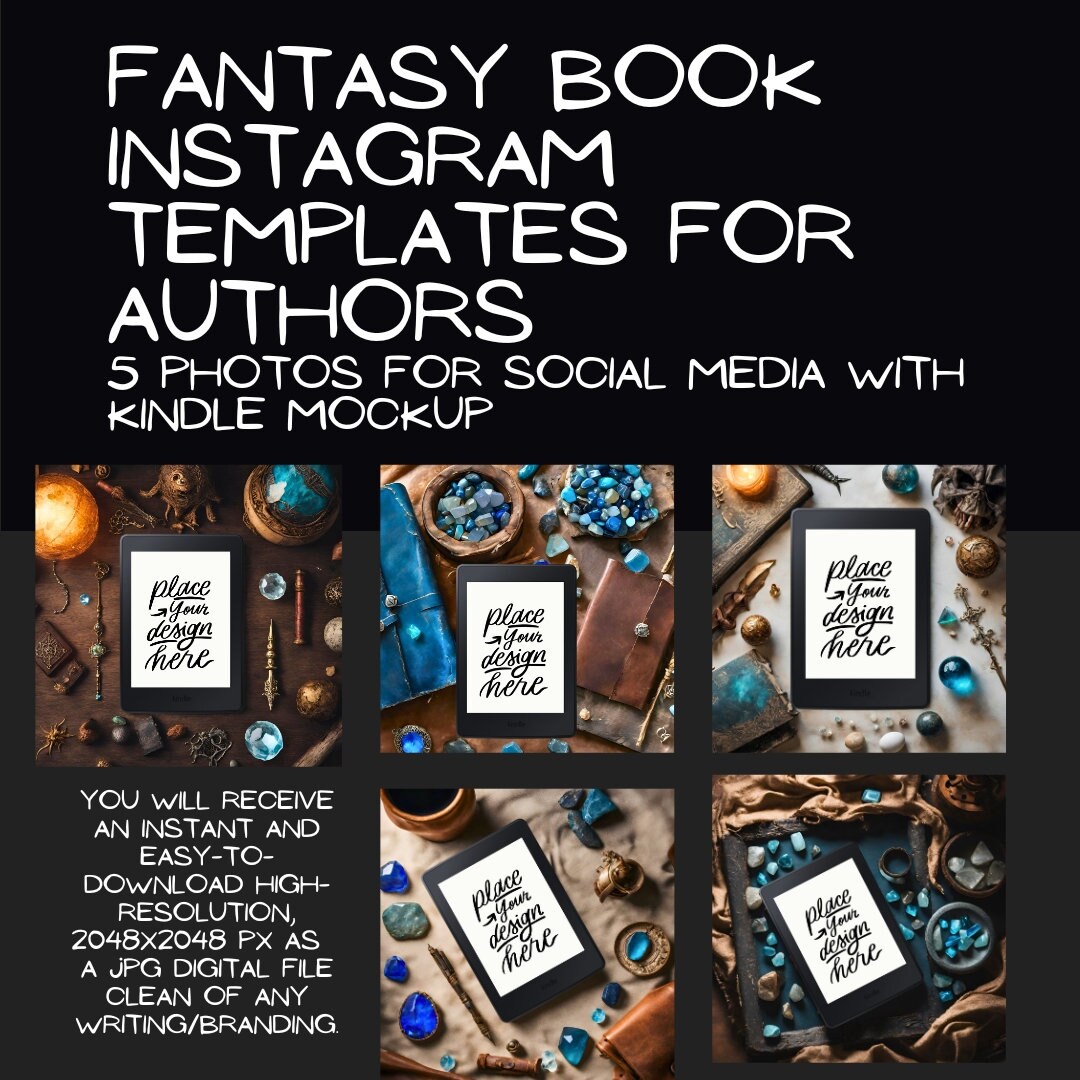 5 Fantasy Author Templates, Social Media Flatlay, Writer Content for ...