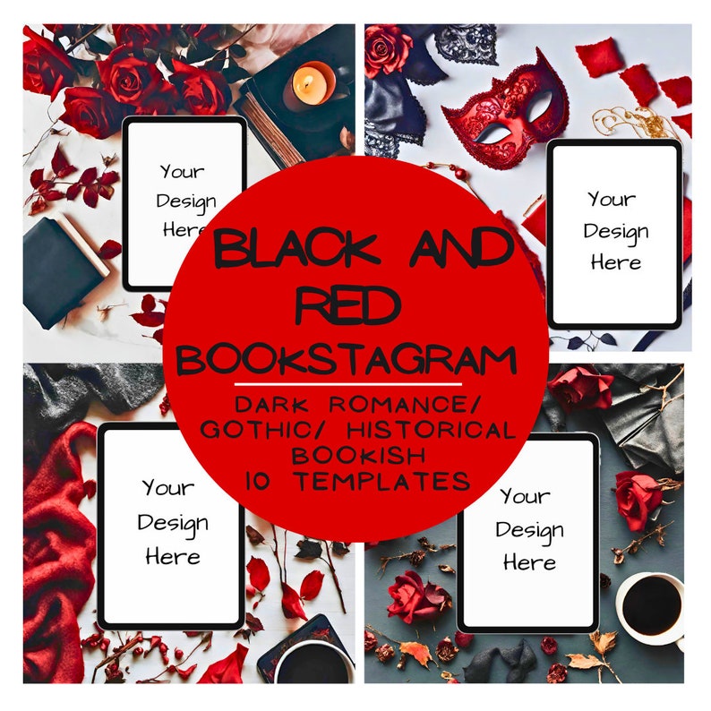 10 Black and Red Bookstagram Templates, Dark Romance Themed, Social ...