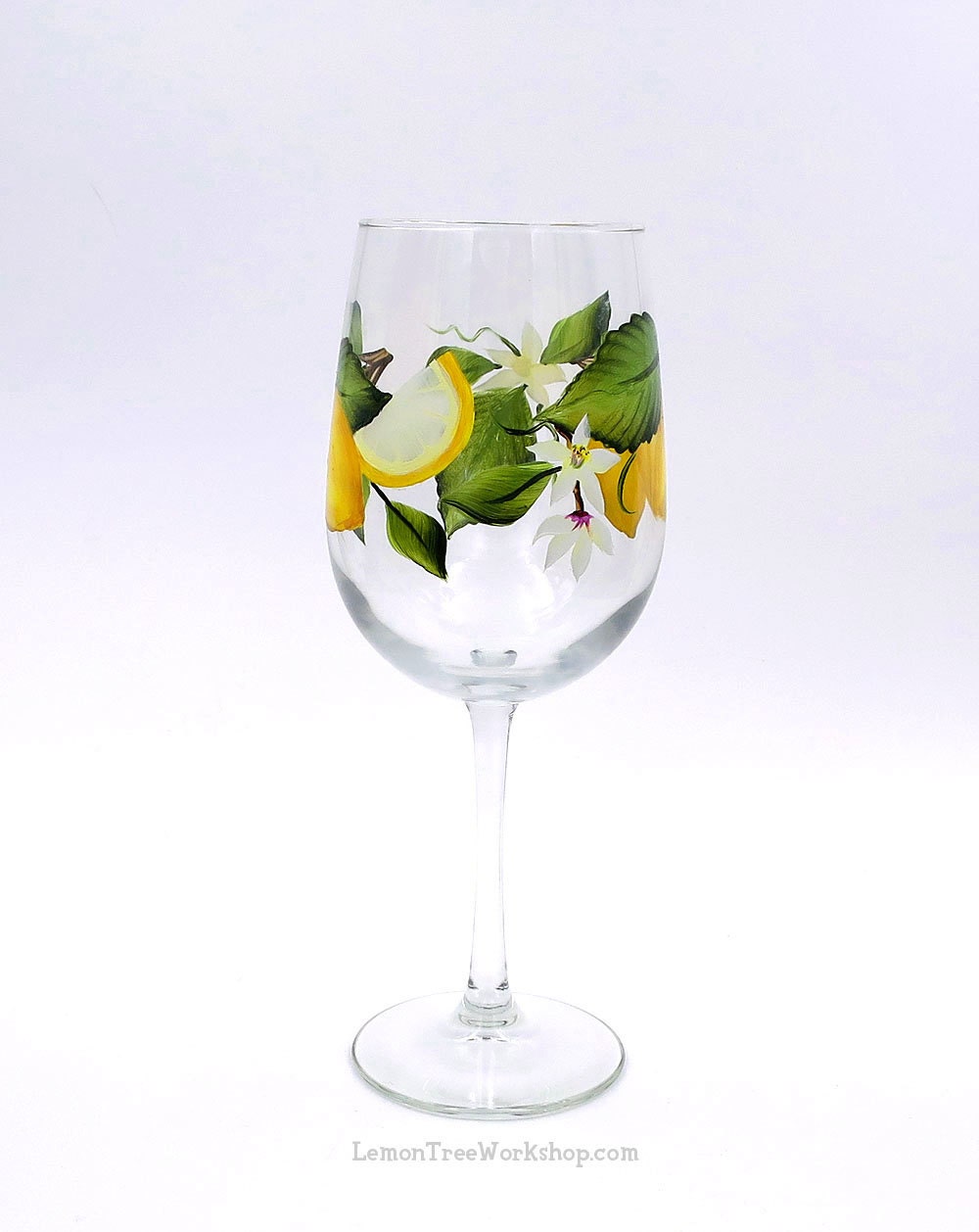Hand Painted Lemon Wine Glass Citrus Stemware Lemon Slice - Etsy