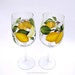Hand Painted Lemon Wine Glass Citrus Stemware Lemon Slice - Etsy