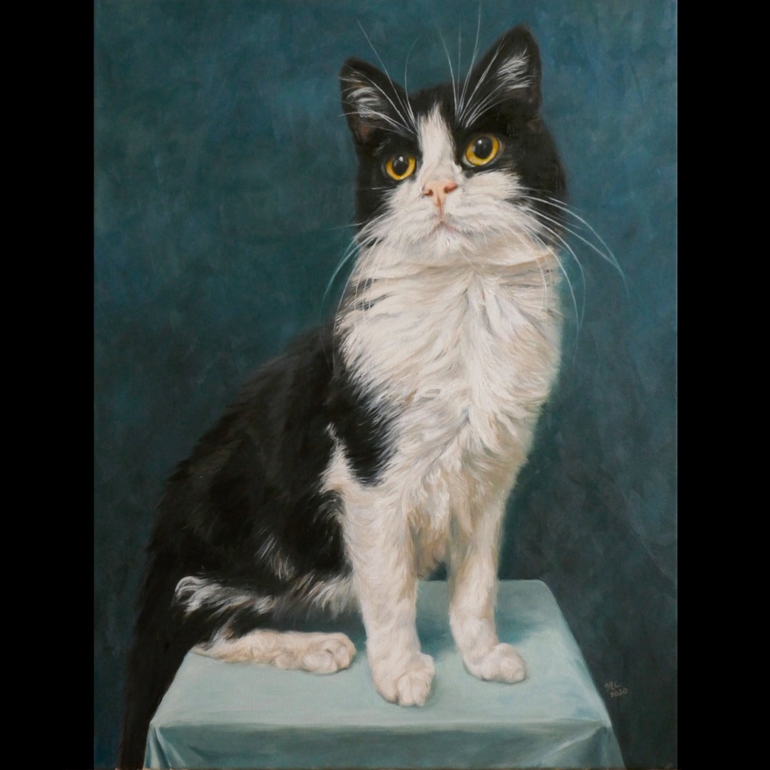 Custom Cat Portrait, Pet Portrait, Cat Painting - Oil Painting on ...
