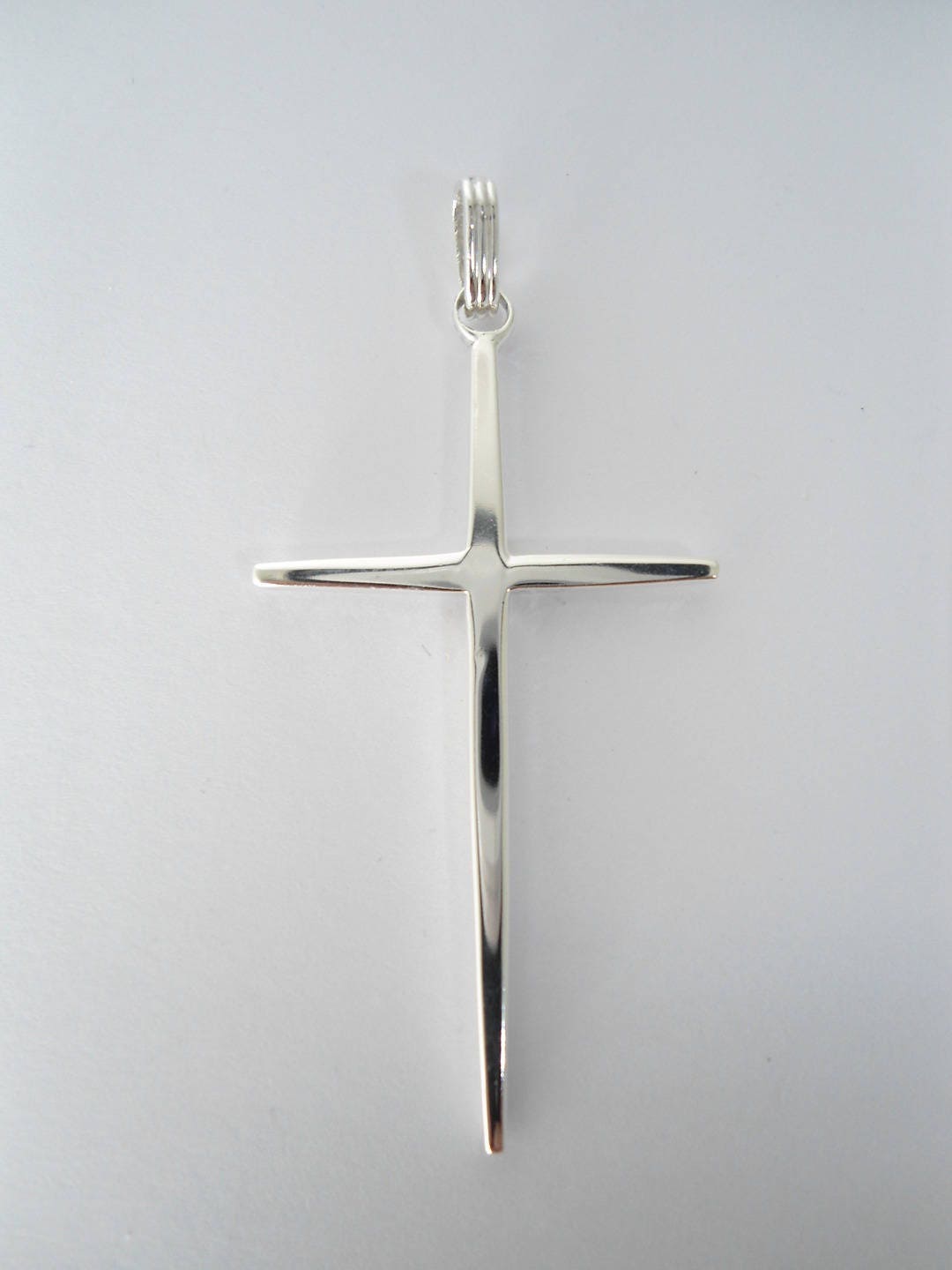 Tapered Cross Pendant in Solid Silver 44x24mm - Etsy