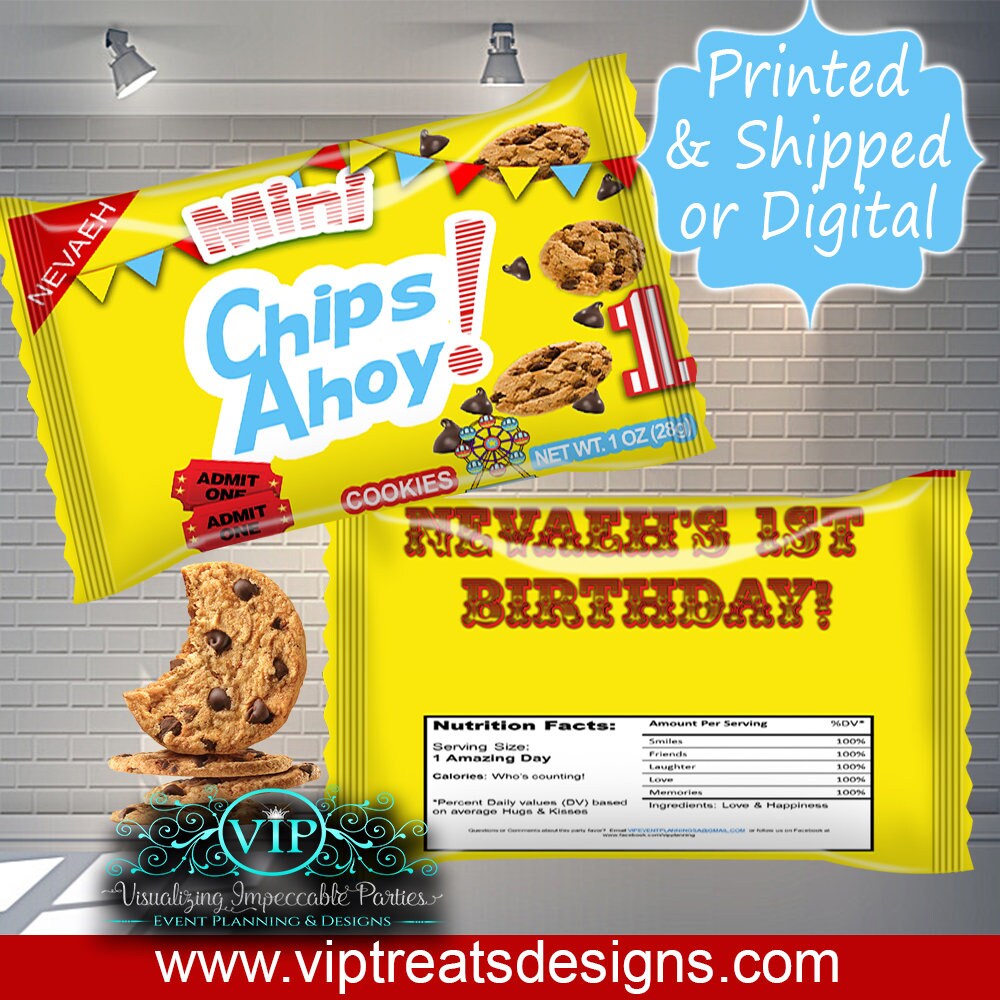 Carnival Circus Chips Ahoy - Custom Candy - Party - Birthday - Digital ...