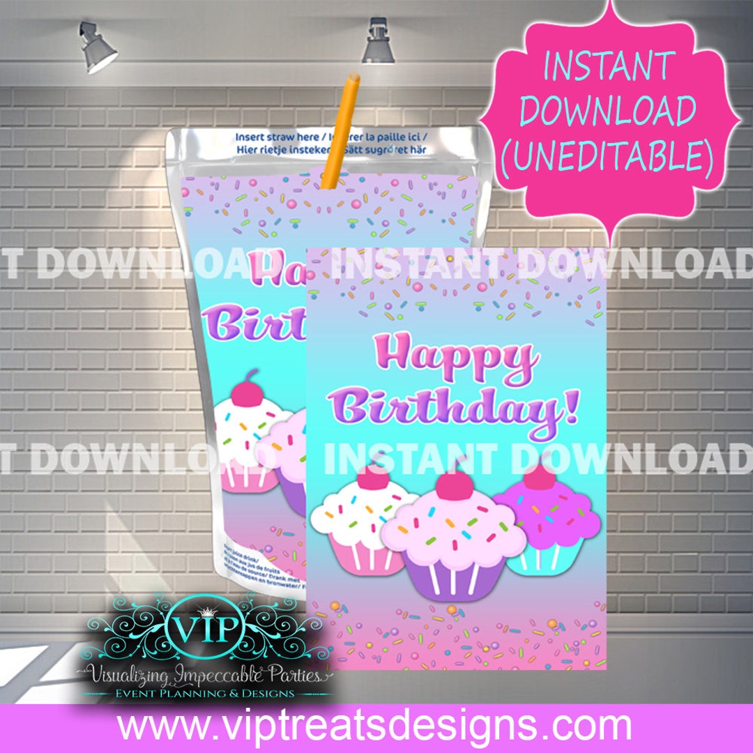 Cupcake Custom Capri Sun - Custom Caprisun - Cupcake Party - Baking ...