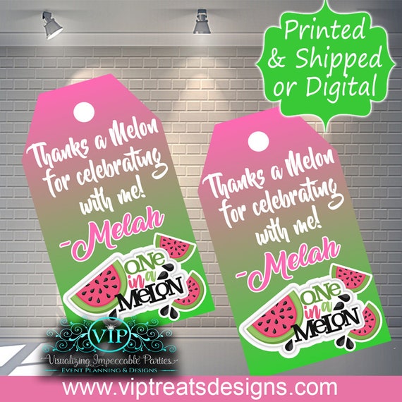 One in a Melon Thank You Tags Gift Tag Watermelon Party - Etsy