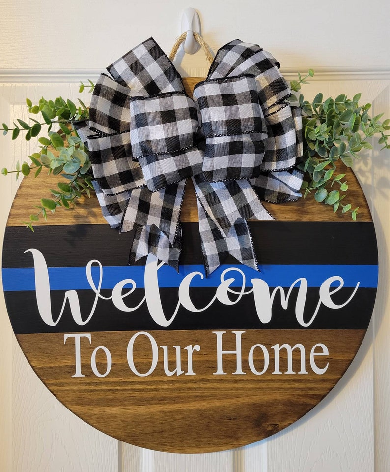Welcome to Our Home, Blue Line Sign, Law Enforcement, Door Wreath ...