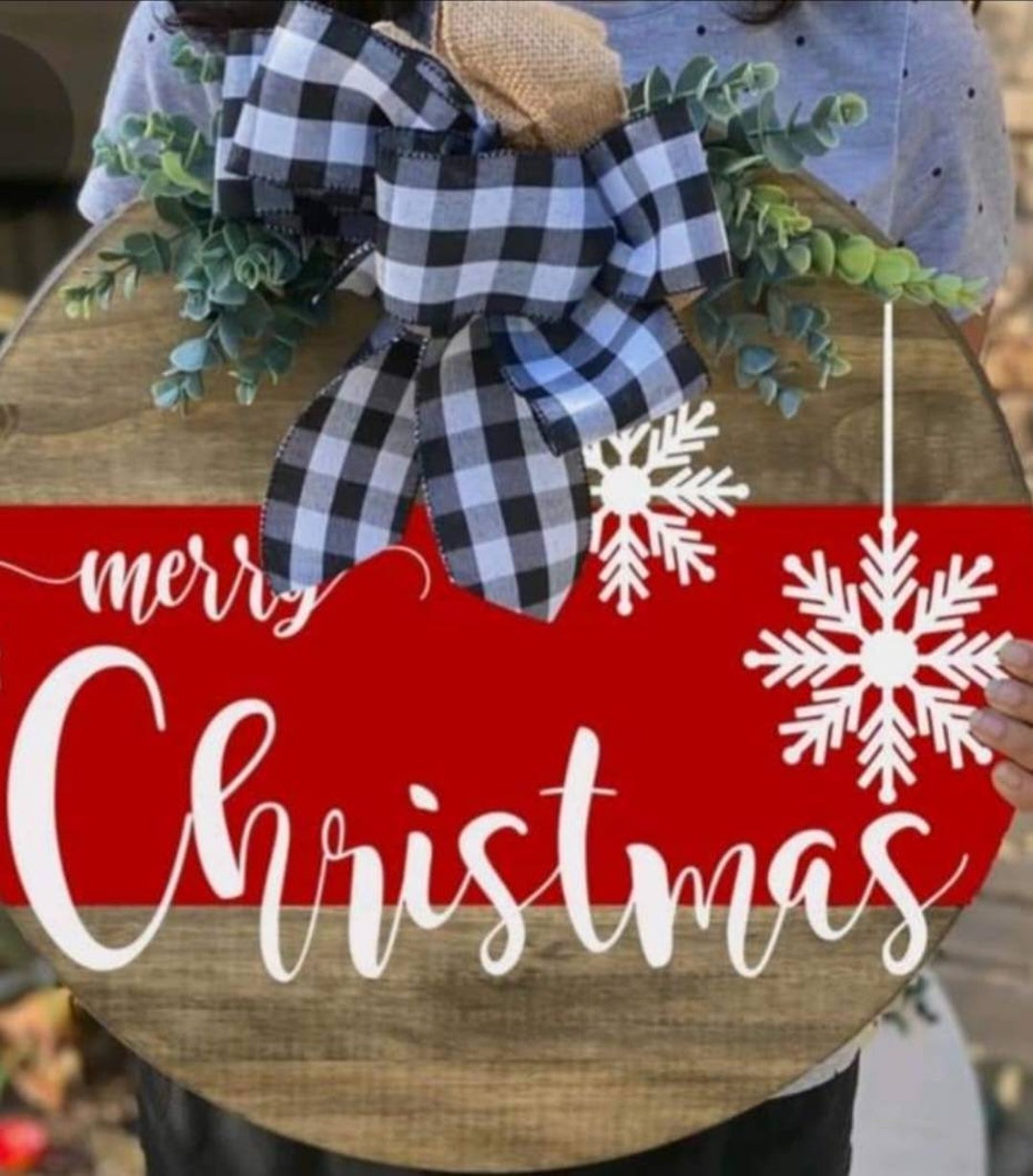 Merry Christmas Door Sign - Etsy