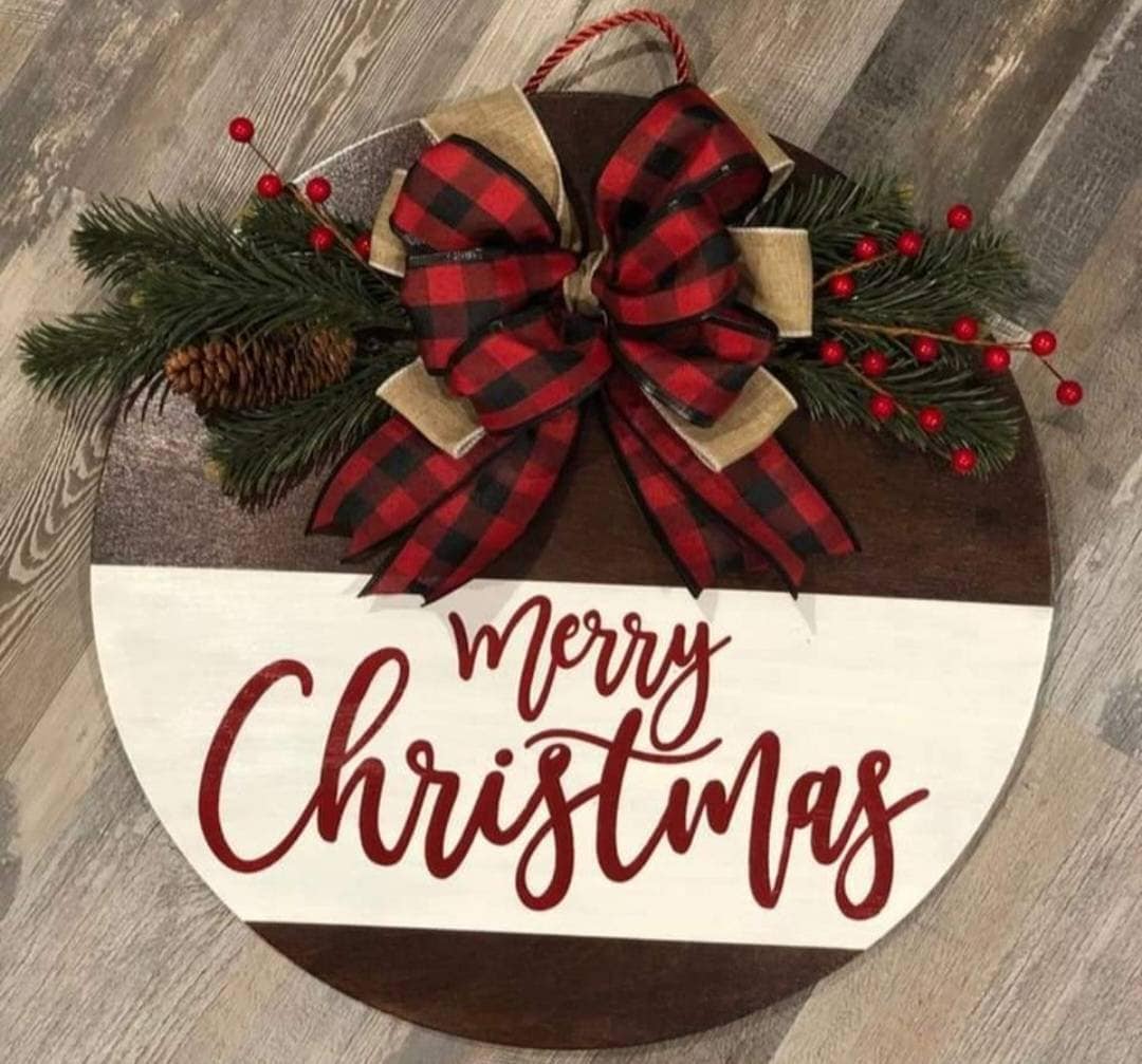 Merry Christmas Door Sign - Etsy