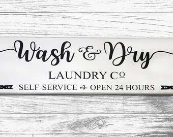 Set of Signs / Huge Laundry Signs / Open 24 Hours / Wash and Dry Sign ...