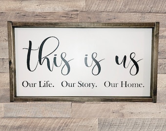 Rustic Family Sign This is Us Wood Sign Our Life Story Distressed Wood ...