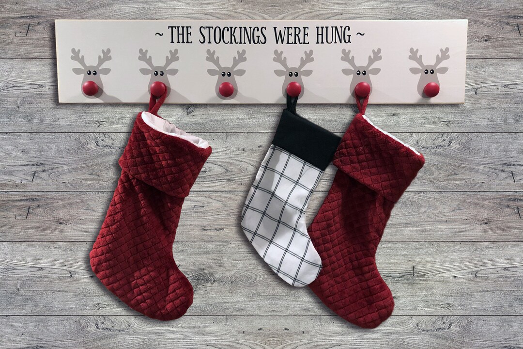 Reindeer Christmas Stocking Hanger Sign - Etsy