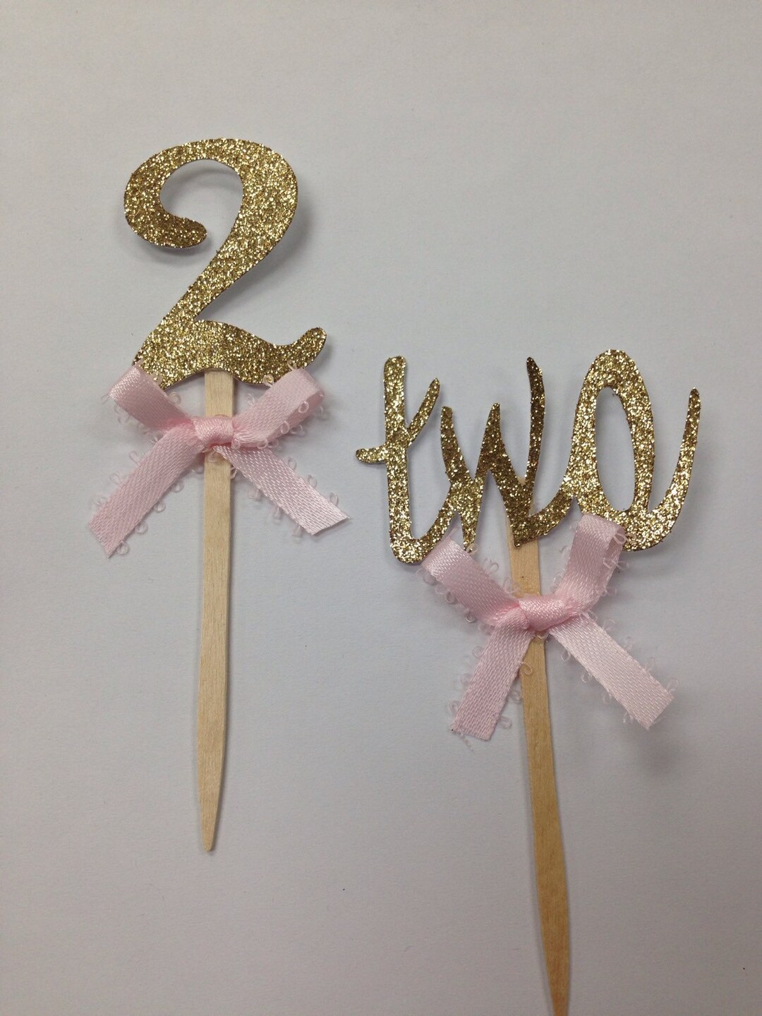 Second Birthday Cupcake Toppers Two Pink and Gold 2nd Birthday Cupcake ...