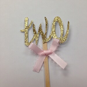 Second Birthday Cupcake Toppers Two Pink and Gold 2nd Birthday Cupcake ...