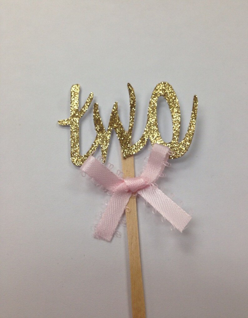 Second Birthday Cupcake Toppers Two Pink and Gold 2nd Birthday - Etsy