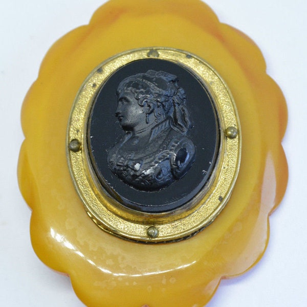 Black Bakelite Cameo - Etsy
