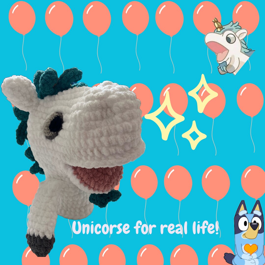 Unicorse Puppet, Crocheted Unicorse, Bluey Puppet, Bluey, Bluey Doll - Etsy