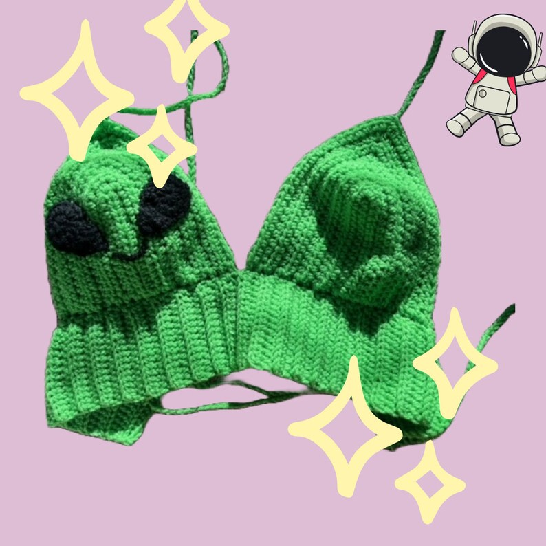 Crochet Alien Top, Summer Crochet Wear, Space-themed Clothing, Alien ...