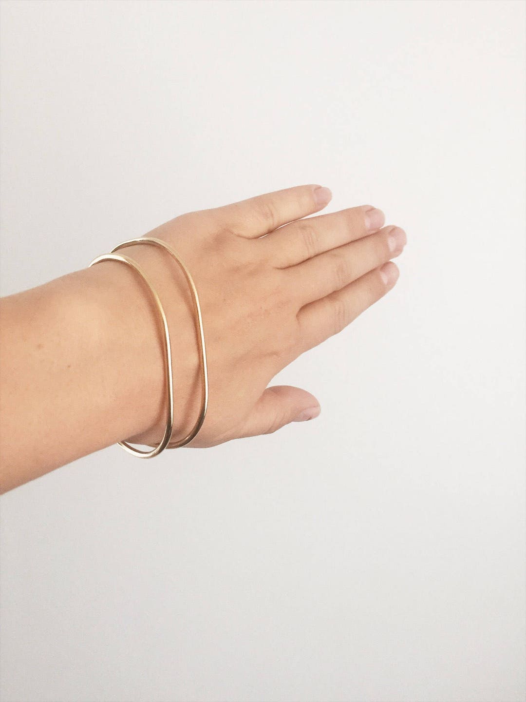 Bangle, Flattened - Rounded Rectangular Bangle Bracelet in Brass ...