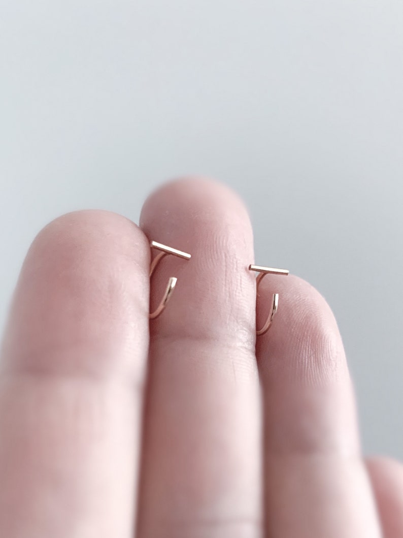 Tiny T Hoop Earring Open Hoop Ear Hugger in Three Sizes - Etsy