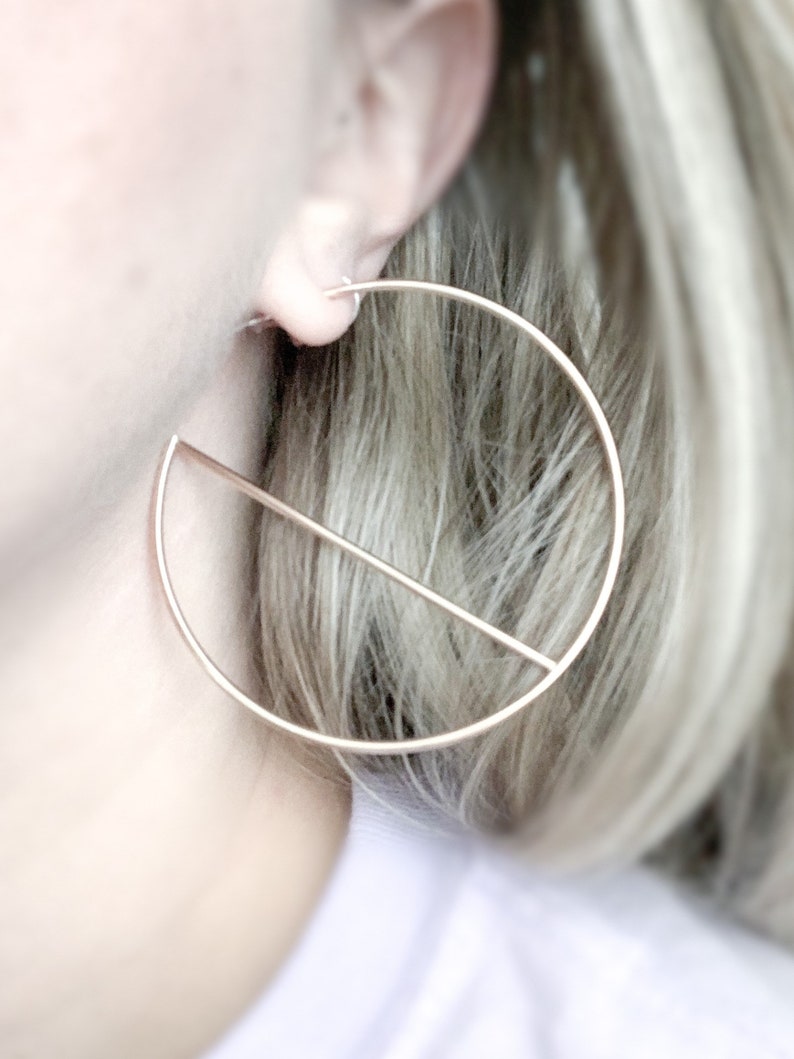 Carolyn Hoops - Large Open Post Architectural Hoops in Brass, Copper ...