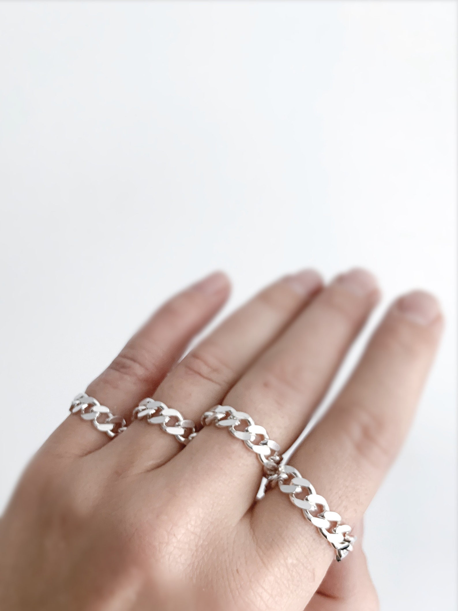 Chain Ring Moveable Link Curb Chain Ring in Sterling Silver - Etsy