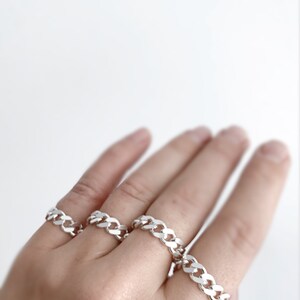 Sterling Silver Curb Chain Ring - Movable Link Design - Etsy