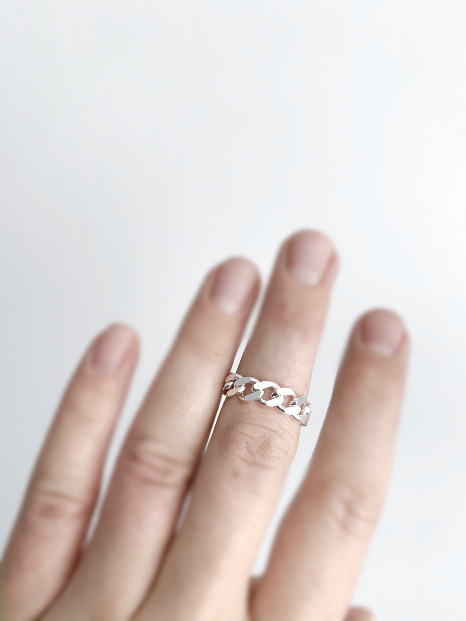 Chain Ring Moveable Link Curb Chain Ring in Sterling Silver - Etsy