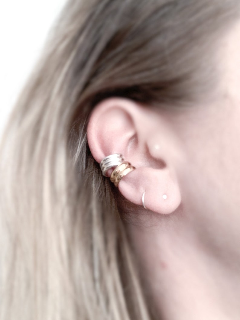 Twin Ear Cuff Double Half Round Ear Cuff Brass Light | Etsy