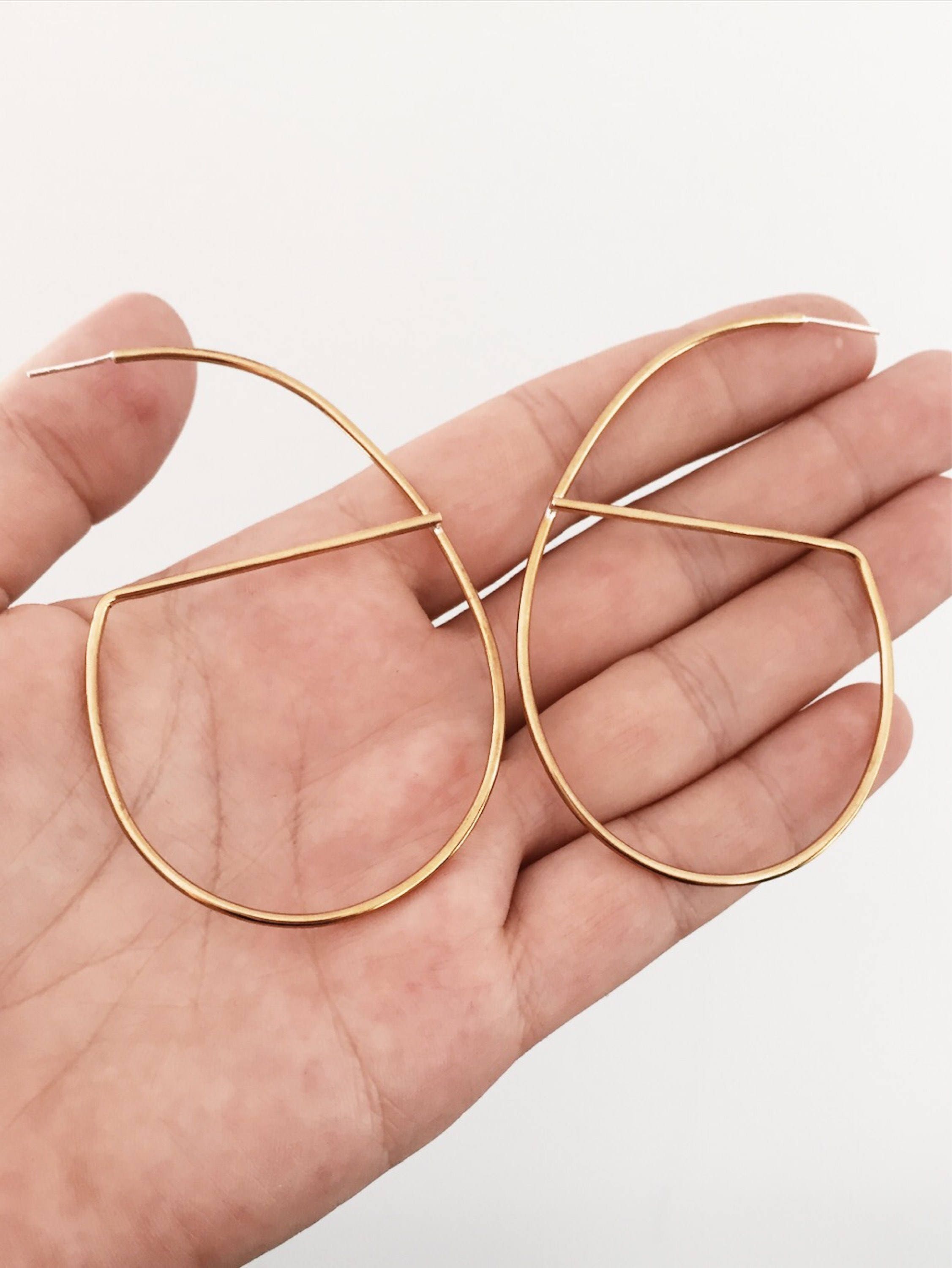 Ellis Hoops Modified Open Post Hoops in Brass Copper | Etsy