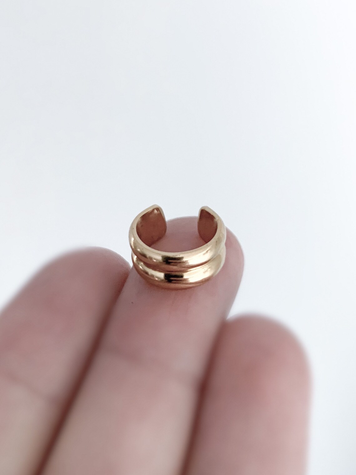 Twin Ear Cuff Double Half Round Ear Cuff Brass Light | Etsy