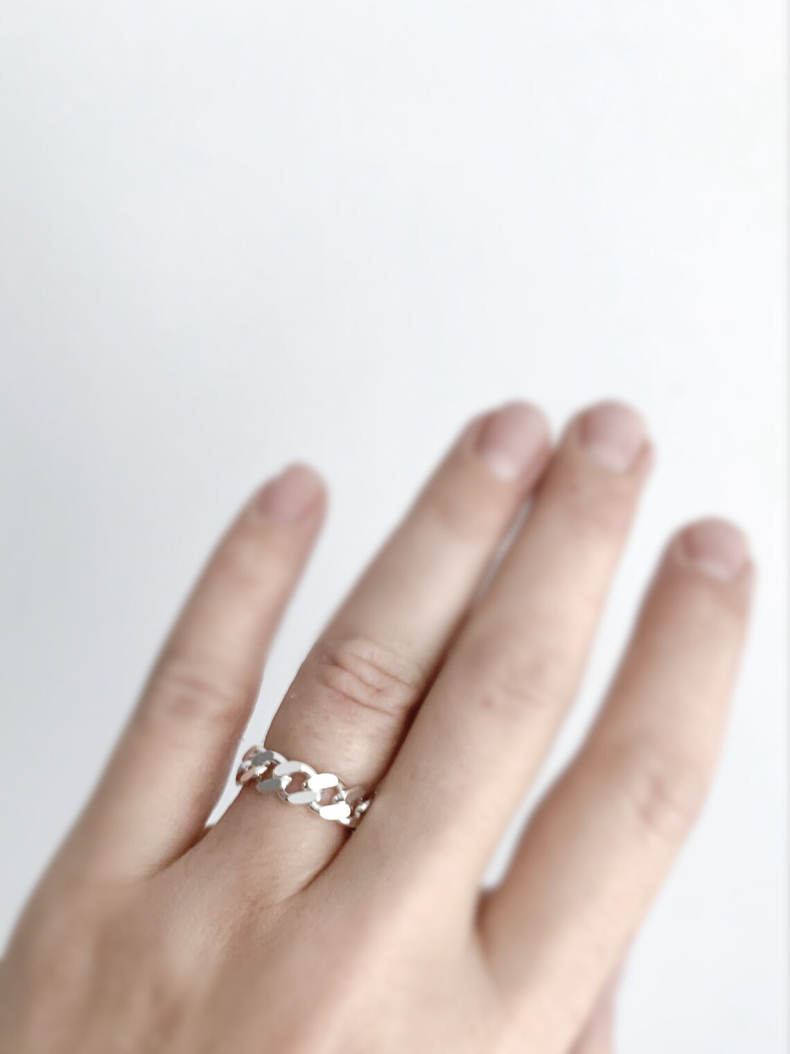 Chain Ring Moveable Link Curb Chain Ring in Sterling Silver - Etsy