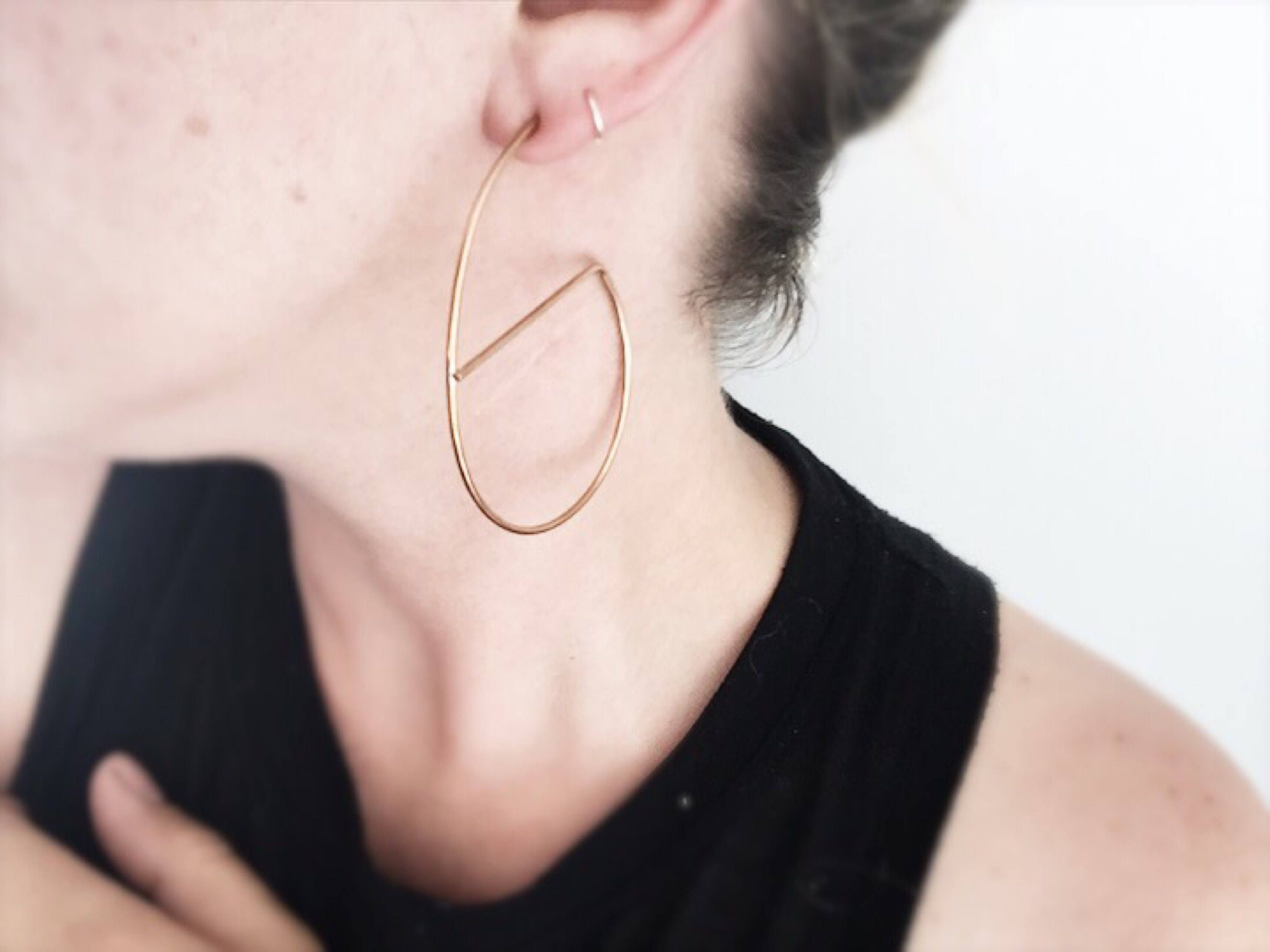 Ellis Hoops Modified Open Post Hoops in Brass Copper | Etsy
