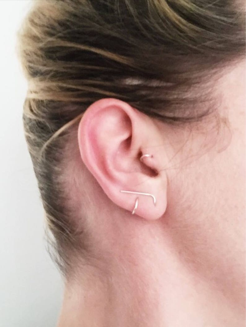 Clips - Linear Pierced Ear Climbers in Silver, Blackened Silver, Gold ...