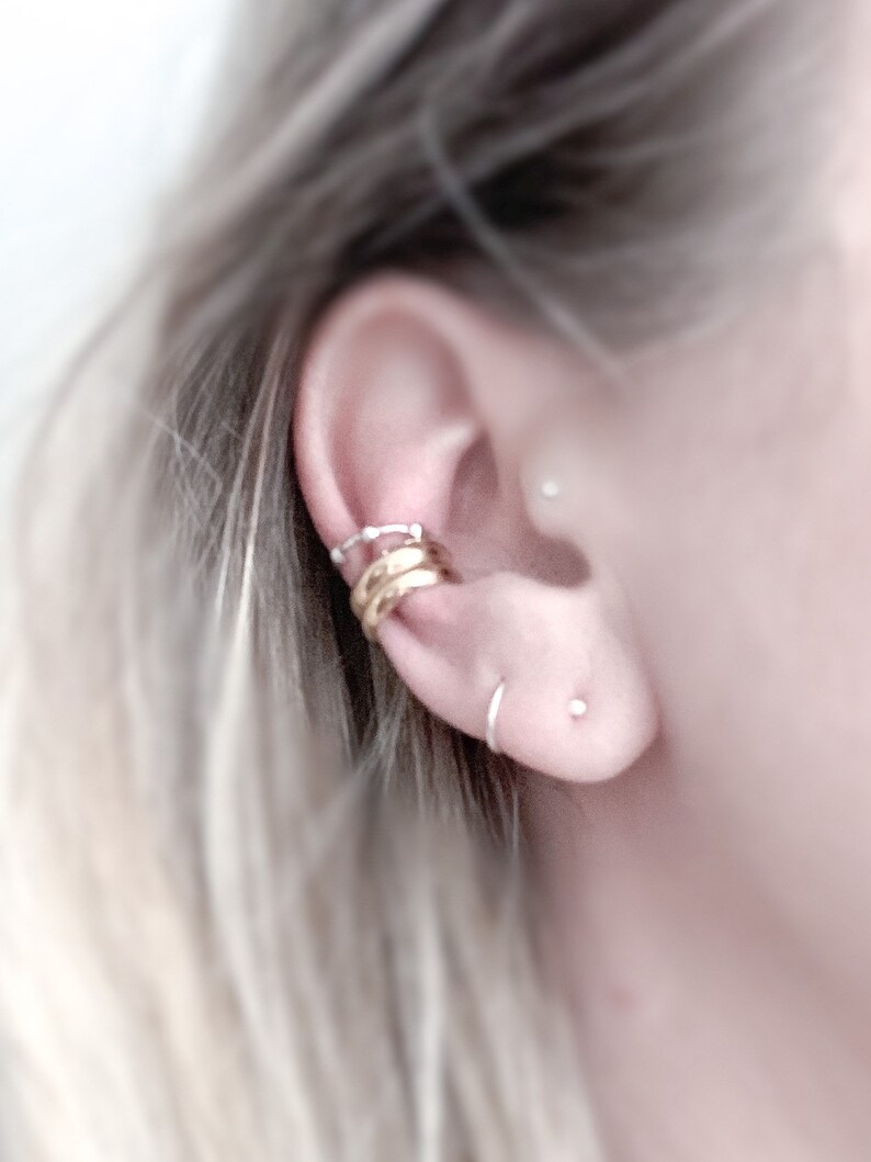 Twin Ear Cuff Double Half Round Ear Cuff Brass Light | Etsy