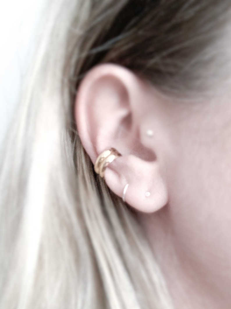 Twin Ear Cuff Double Half Round Ear Cuff Brass Light | Etsy