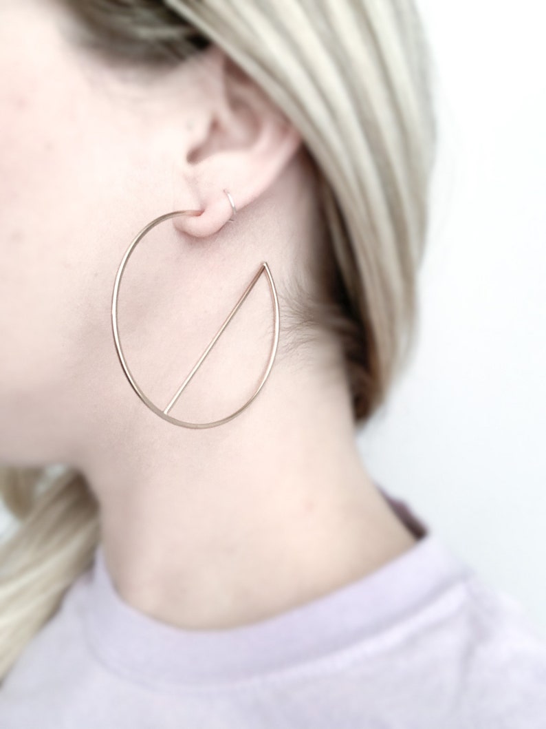 Carolyn Hoops - Large Open Post Architectural Hoops in Brass, Copper ...
