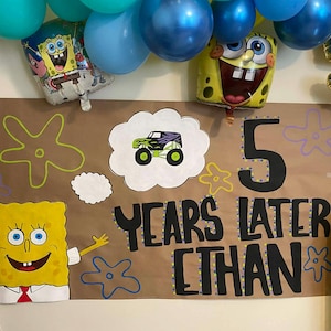 Spongebob Painted Birthday Banner - Etsy