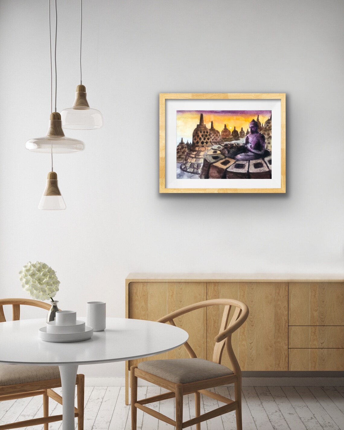 Borobudur Temple, Indonesia, Ink and Watercolour Original Painting ...