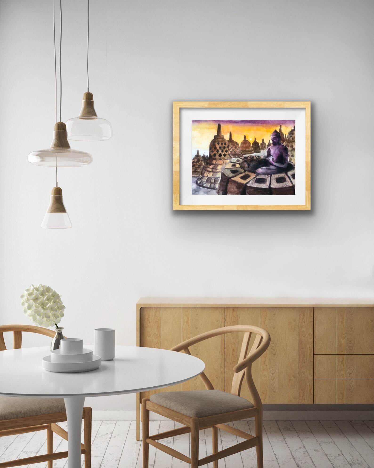 Borobudur Temple, Indonesia, Ink and Watercolour Original Painting ...