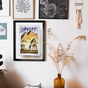 Egypt Pyramids Landscape Painting, Original Watercolor Art, Small ...