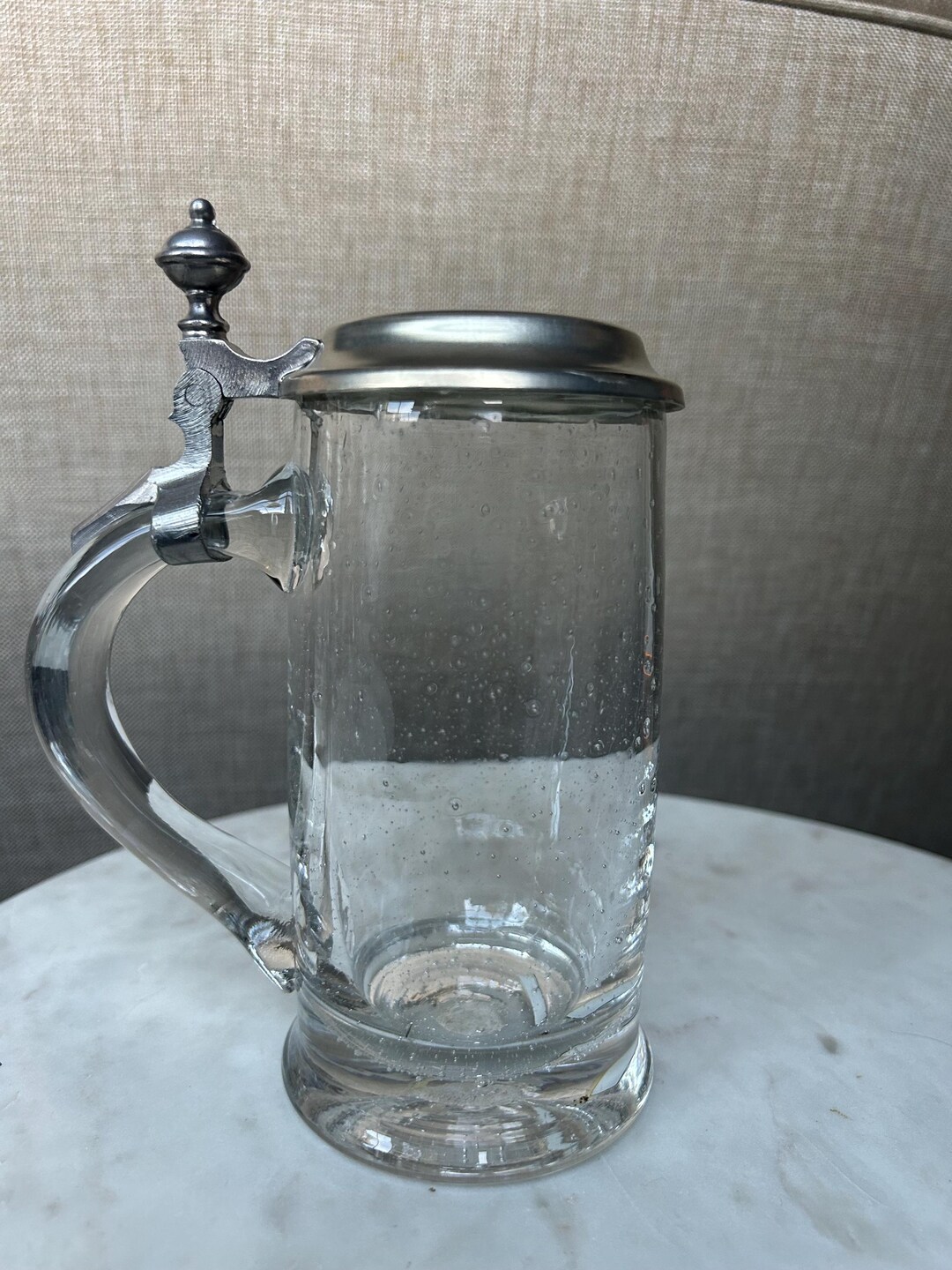German Rein Zinn Hand Blown Glass Beer Stein With Pewter Iid - Etsy
