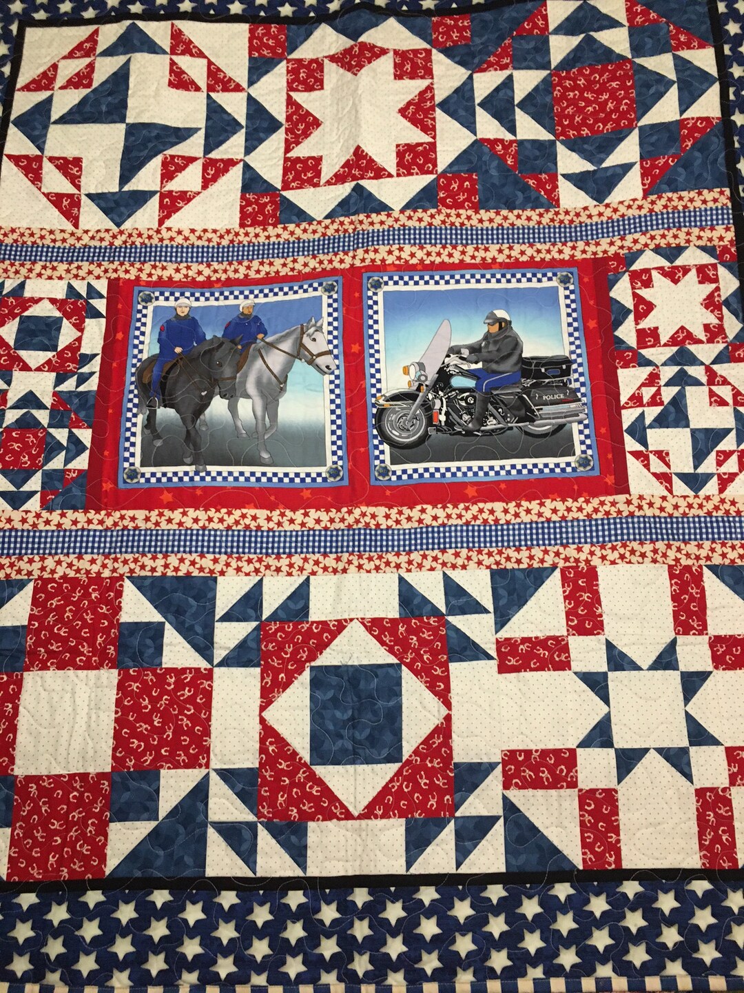 Policeman Theme Handmade Quilt New Condition - Etsy