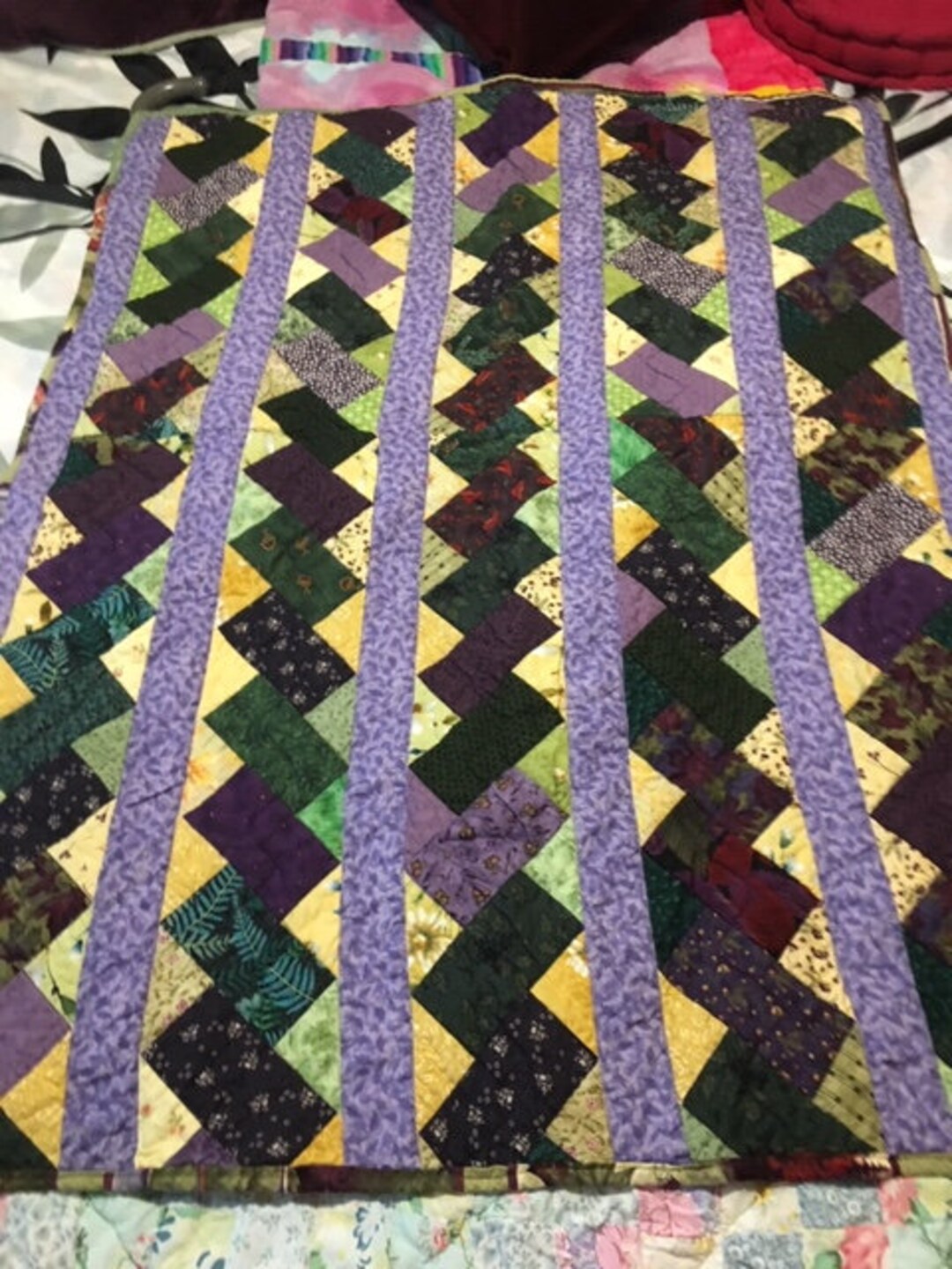 Strip Patchwork Handmade Quilt Multicolors Crib Quilt Lap - Etsy