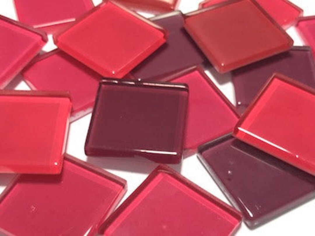 Mixed Red Glass Mosaic Tiles 2.5cm (HM) Mosaic Tiles Craft Supplies DIY ...