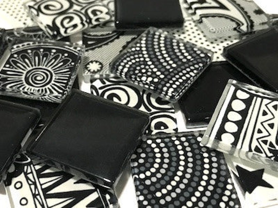 Handmade Colour Mix - Black & White (HM) Mosaic Tiles Craft Supplies ...