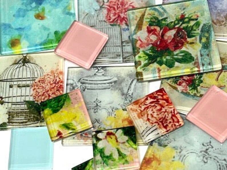 Tea Party Handmade Tile Set (HM) Mosaic Tiles Craft Supplies DIY ...