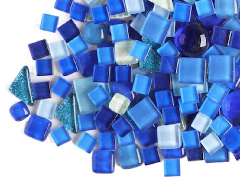Dark Blue Crystal Tile Glass Mix - Etsy