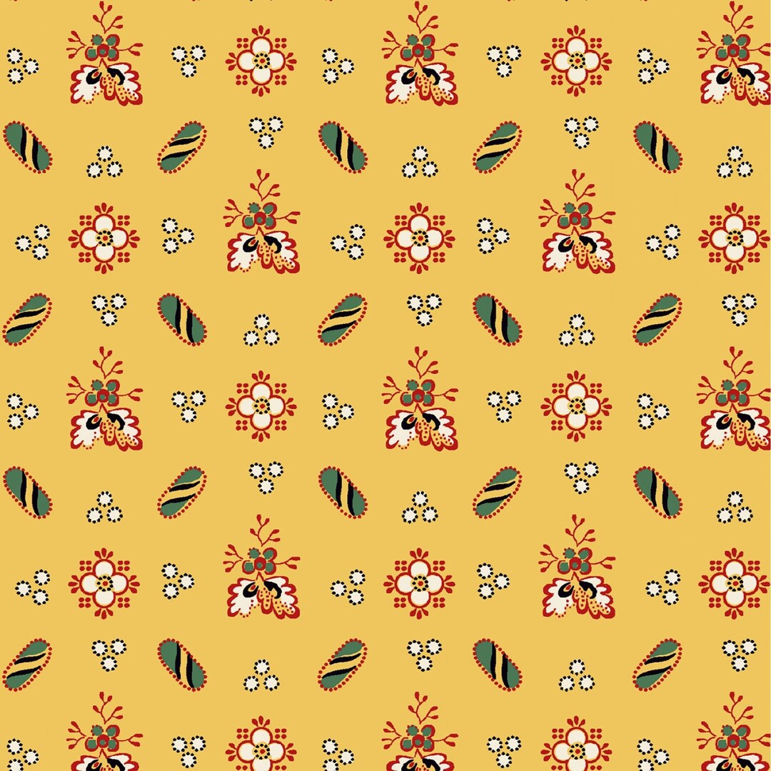 Rooster Farm House Yellow Foulard Reproduction Fabric RFHO4792-Y From P ...