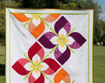 Windswept Modern Drunkards Path Flower PDF Quilt Pattern - Etsy