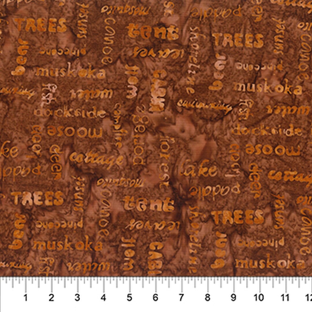 Canoe Lake Rust Words Batik Fabric 80705-37 From Banyan Batiks by the ...
